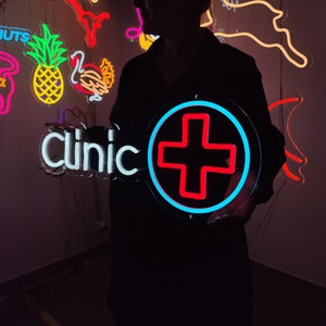 Clinic Neon Sign, Medical Cross Neon Led, Medicine Led Neon, Sign for ...