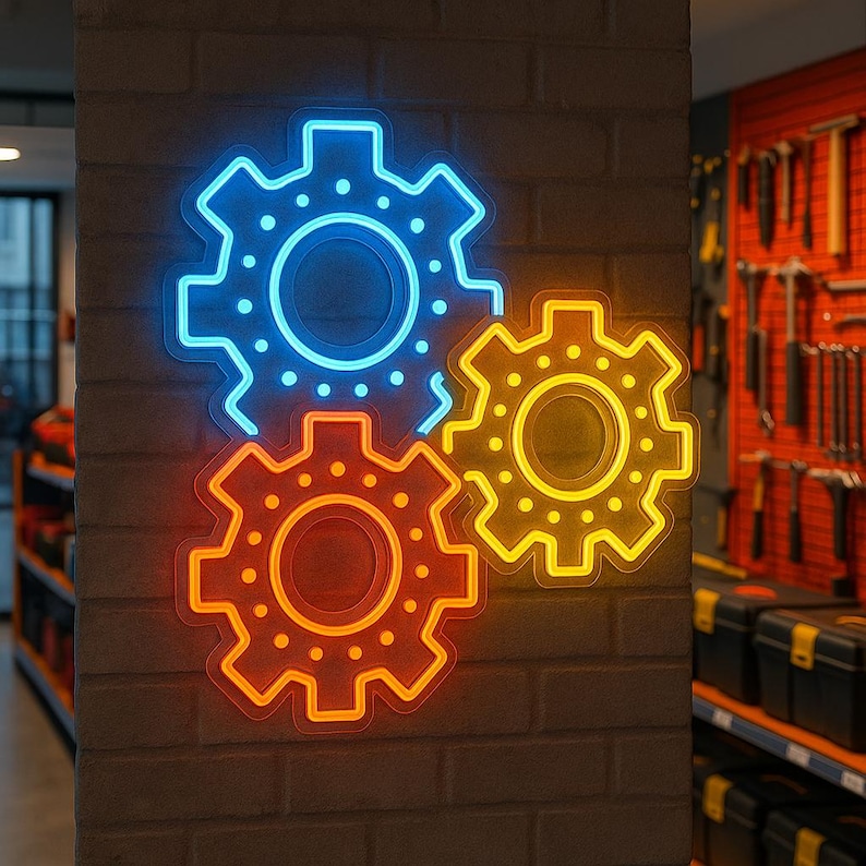 Gear Neon Sign. LED Tool Shop Decor. Mechanics Neon Decor. - Etsy