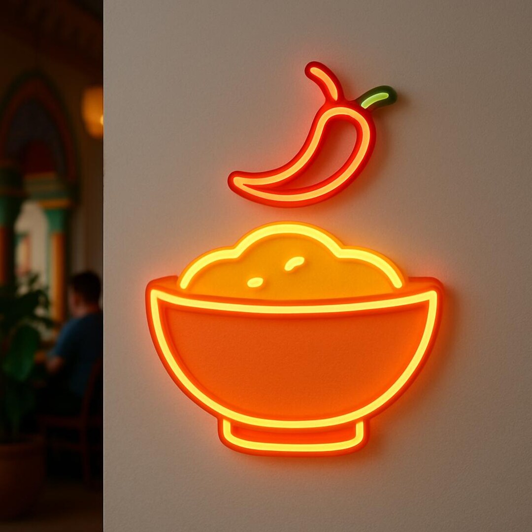 Curry Neon Sign. Oriental Kitchen Light. Restaurant Led Sign. Gift Idea ...