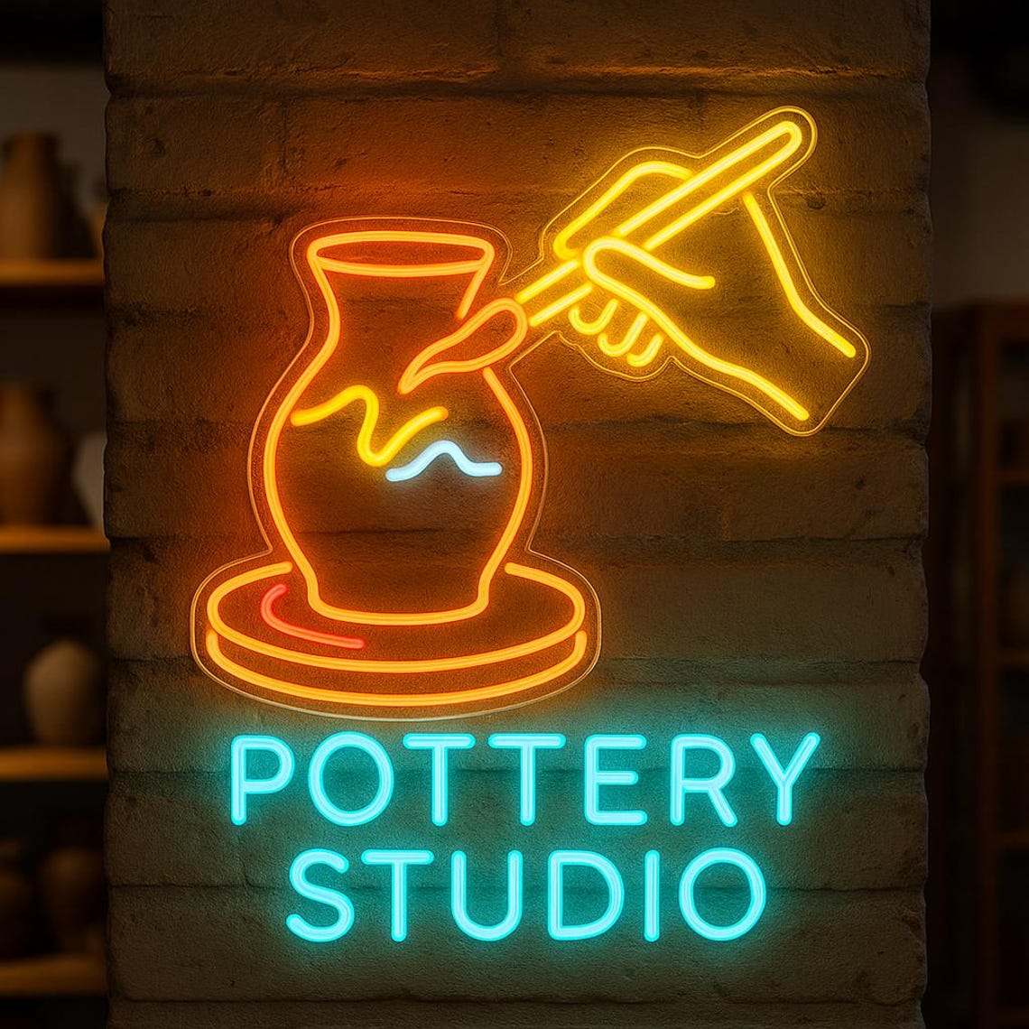 Pottery Studio Neon Decor. Pottery Neon Sign. Clay Artisan Neon Sign ...