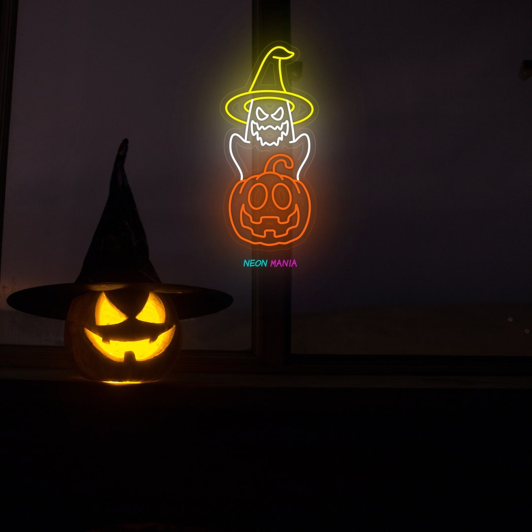 Halloween Pumpkin and Ghost Neon Sign: Light up Your Halloween Party ...