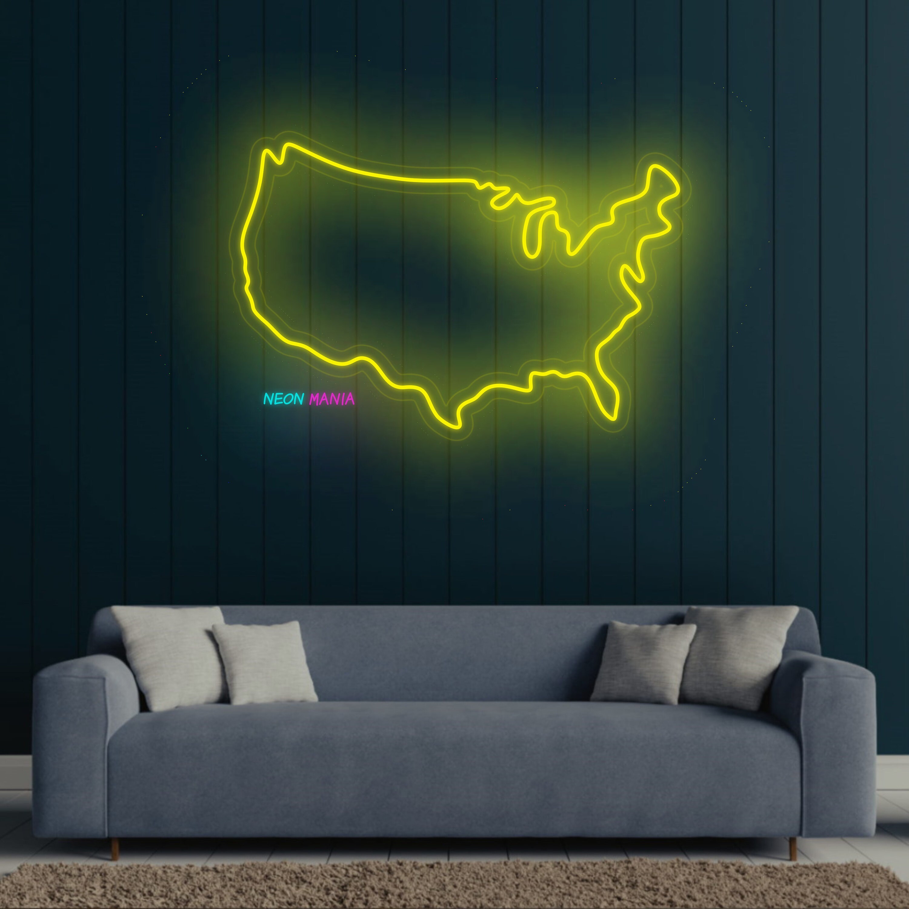 USA Map Neon Sign, United States Map Led Neon, Custom Country Map Led ...