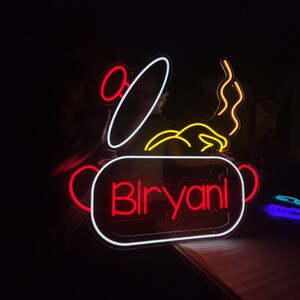 Biryani Neon Sign, Chicken Biryani Led Sign, Rice Neon Light, Chicken ...