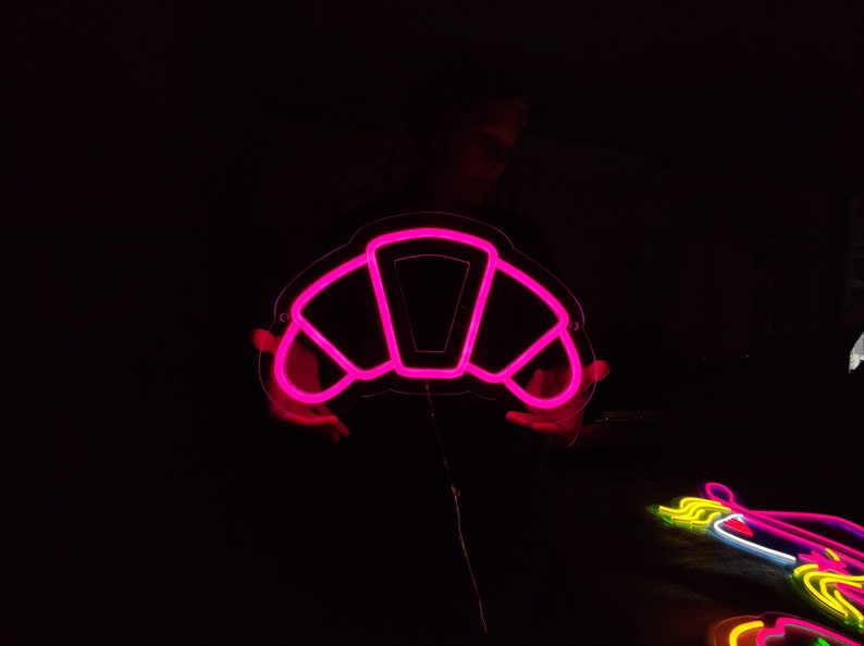 Croissant Neon Sign Croissant Led Neon Sign Bakery Neon - Etsy