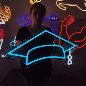 Square Academic Cap Neon Sign, Graduation Cap Sign, Custom Accessory ...