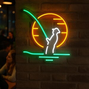Fishing Neon Sign. Fisherman and Fish Led Sign. Fishing Shop Neon Decor ...