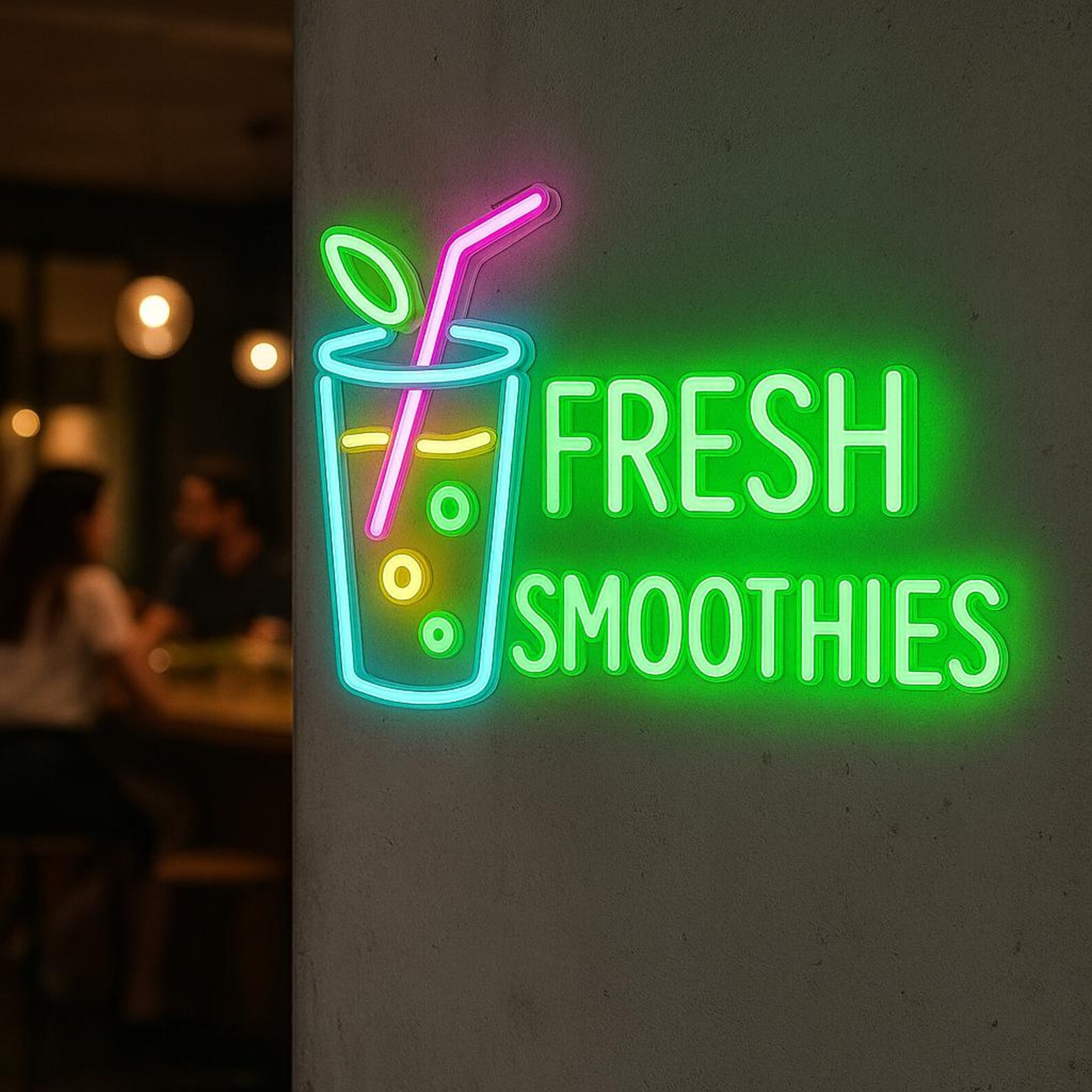 Fresh Smoothies Neon Sign. Smoothie LED Decor. Fresh Bar Neon Sign ...