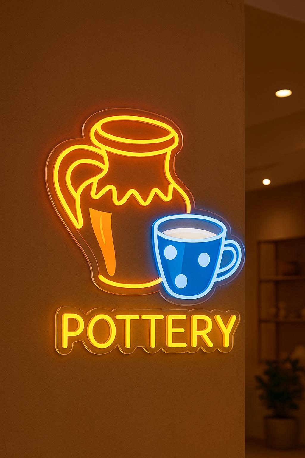 Pottery Studio Neon Decor. Pottery Neon Sign. Clay Artisan Neon Sign ...