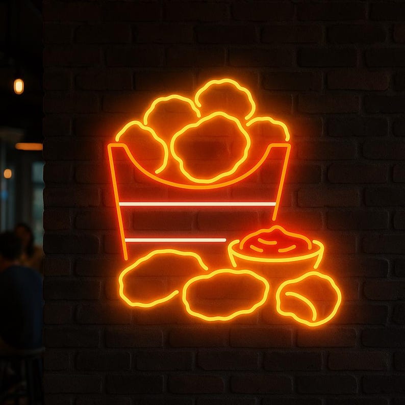 Nuggets Neon Sign, Chicken Wings Led Light Sign, Chicken Legs Neon ...