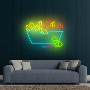 Fish and Chips Neon Sign, British Fish and Chips Led Sign, Fish Supper ...