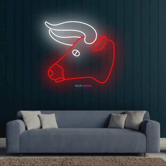 Bull Neon Sign Bull Head Led Neon Western Light Sign Animal - Etsy