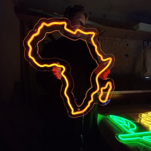 Africa Map Neon Sign, Continent Africa Led Neon, Custom Mainland Led ...