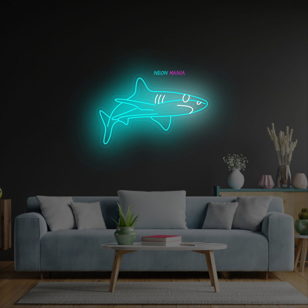 Shark Neon Sign, Sea Shark Led Light, Man-eater Neon Light Sign, White ...