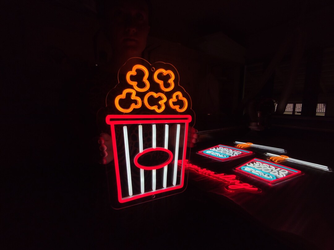 Popcorn Neon Sign, Movie Time Led Sign, Film Neon, Cinema Lights ...