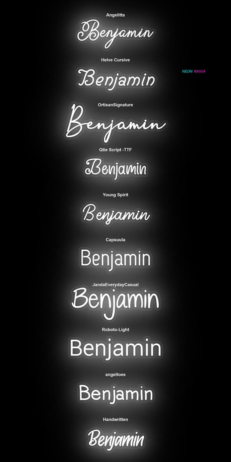 Benjamin Name Neon Sign Benjamin Led Neon Sign Custom Name - Etsy