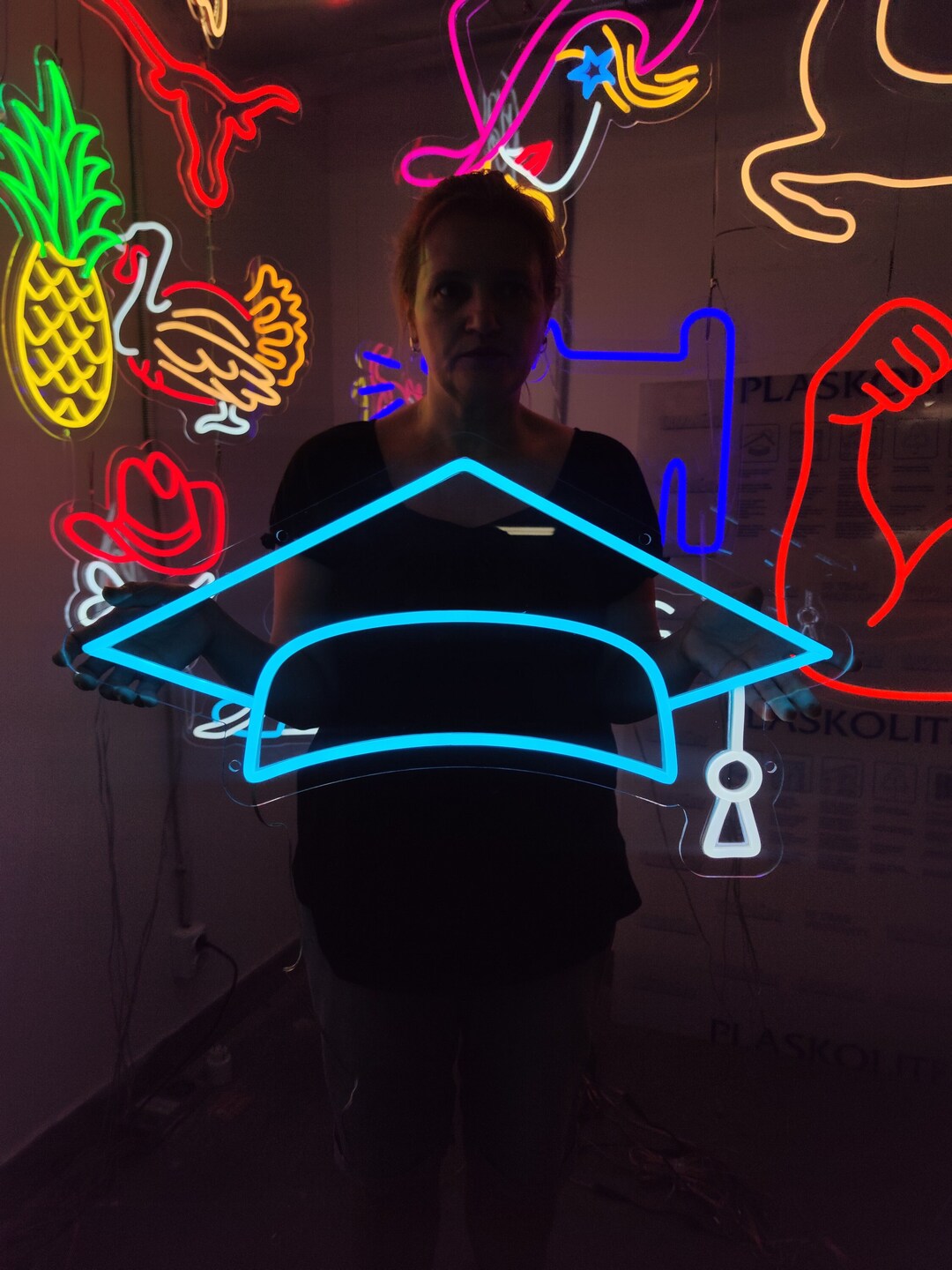 Square Academic Cap Neon Sign, Graduation Cap Sign, Custom Accessory ...