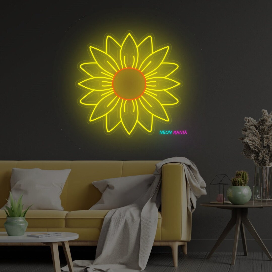 Sunflower Neon Sign: the Perfect Flower Home Decor - Etsy