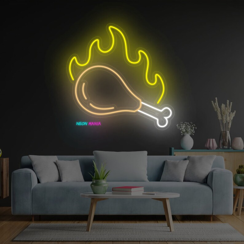 Chicken Neon Sign Chicken Leg Neon Light Fried Chicken Leg - Etsy