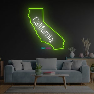 California Map Neon Sign: State in the Western United States. Custom ...