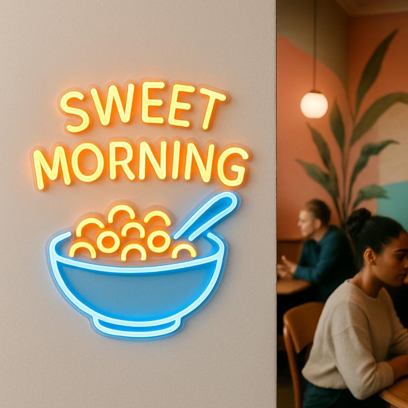 Breakfast Bar Neon Sign. Breakfast Cafe Light. Cereal Bowl Led Sign ...
