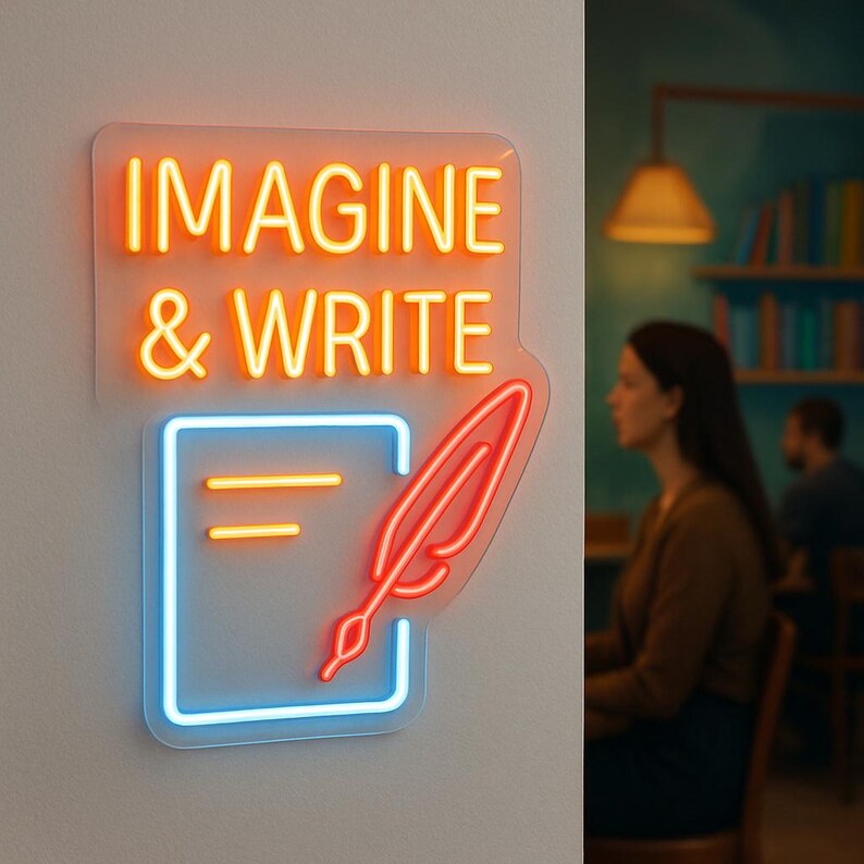 Screenwriters Neon Sign. Screenwriting Studios Light. Paper and Pen Led ...