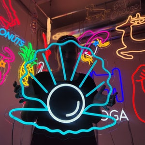 Sea Shell With Pearl Neon Sign, Mollusk Shell Led Light for Your Home ...