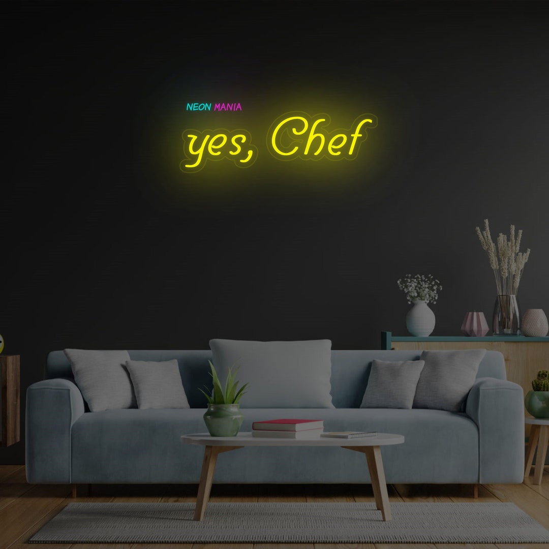 Yes, Chef Neon Sign: Cafe Led Light Wall Decor. Kitchen Led Neon Sign ...