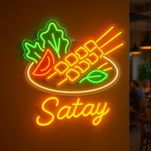 Satay Neon Sign. Barbecue Led Light. Grill Neon Decor. Vietnamese ...