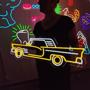Car Neon Sign, Custom Vintage Led Light up for Bedroom Salon Bar Gym ...