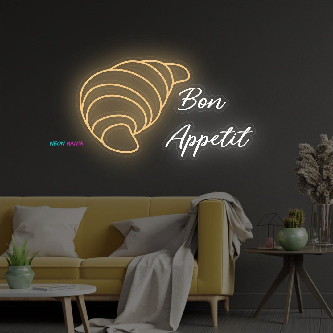 Croissant Neon Sign, Bon Appetit Neon Light, Bakery Led Light, Custom ...