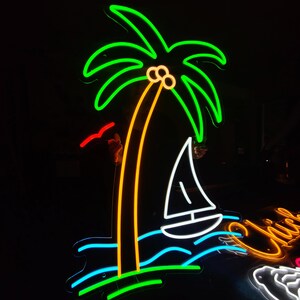 Island Neon Sign, Desert Island Led Light, Palm Tree Led Sign, Boat ...