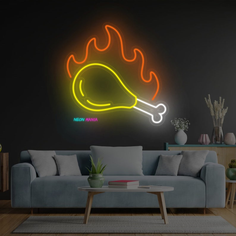 Chicken Neon Sign Chicken Leg Neon Light Fried Chicken Leg - Etsy