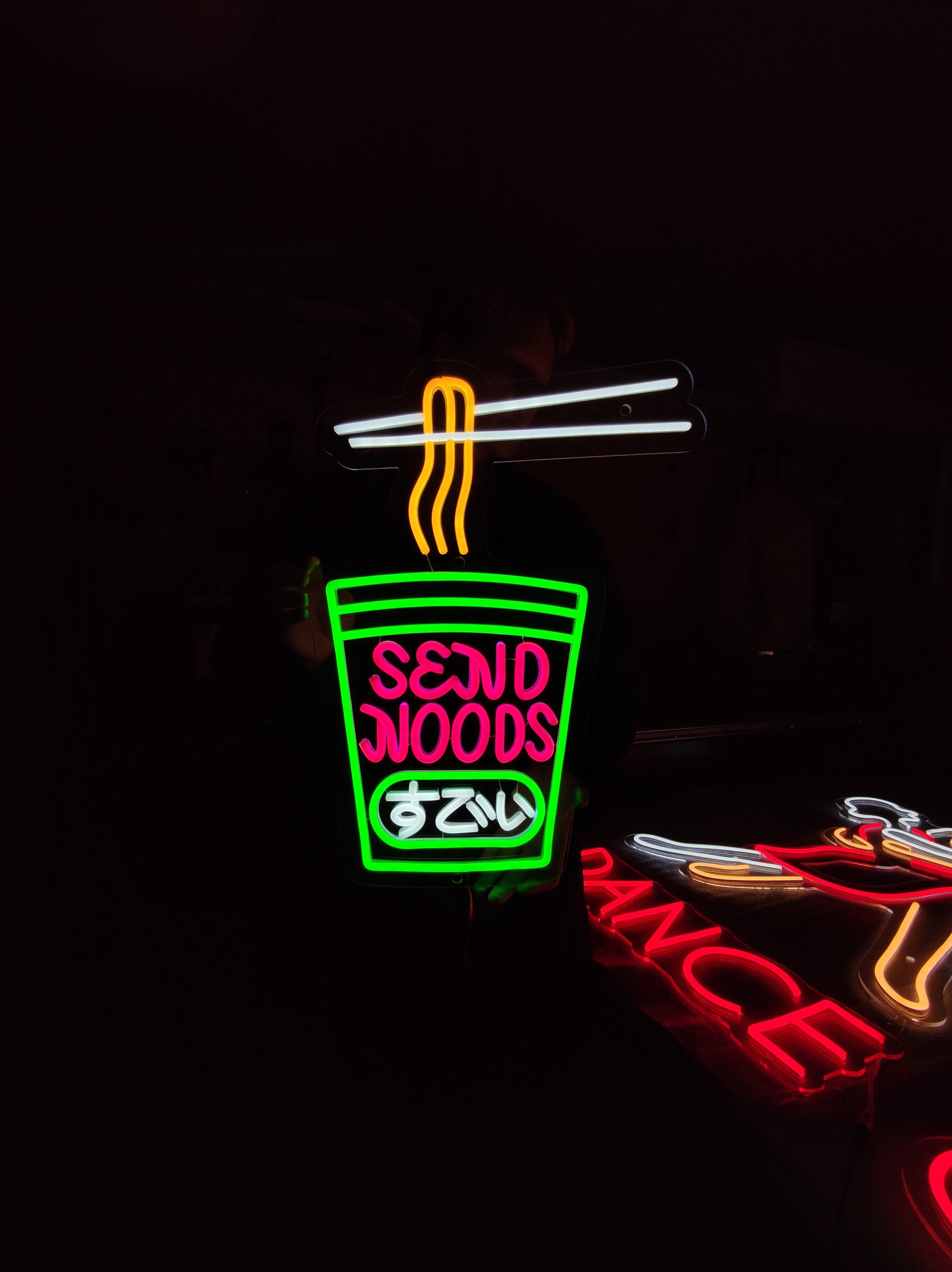 Send Noods Neon Sign, Noodle Neon Sign, Japanese Ramen Led Neon Sign ...
