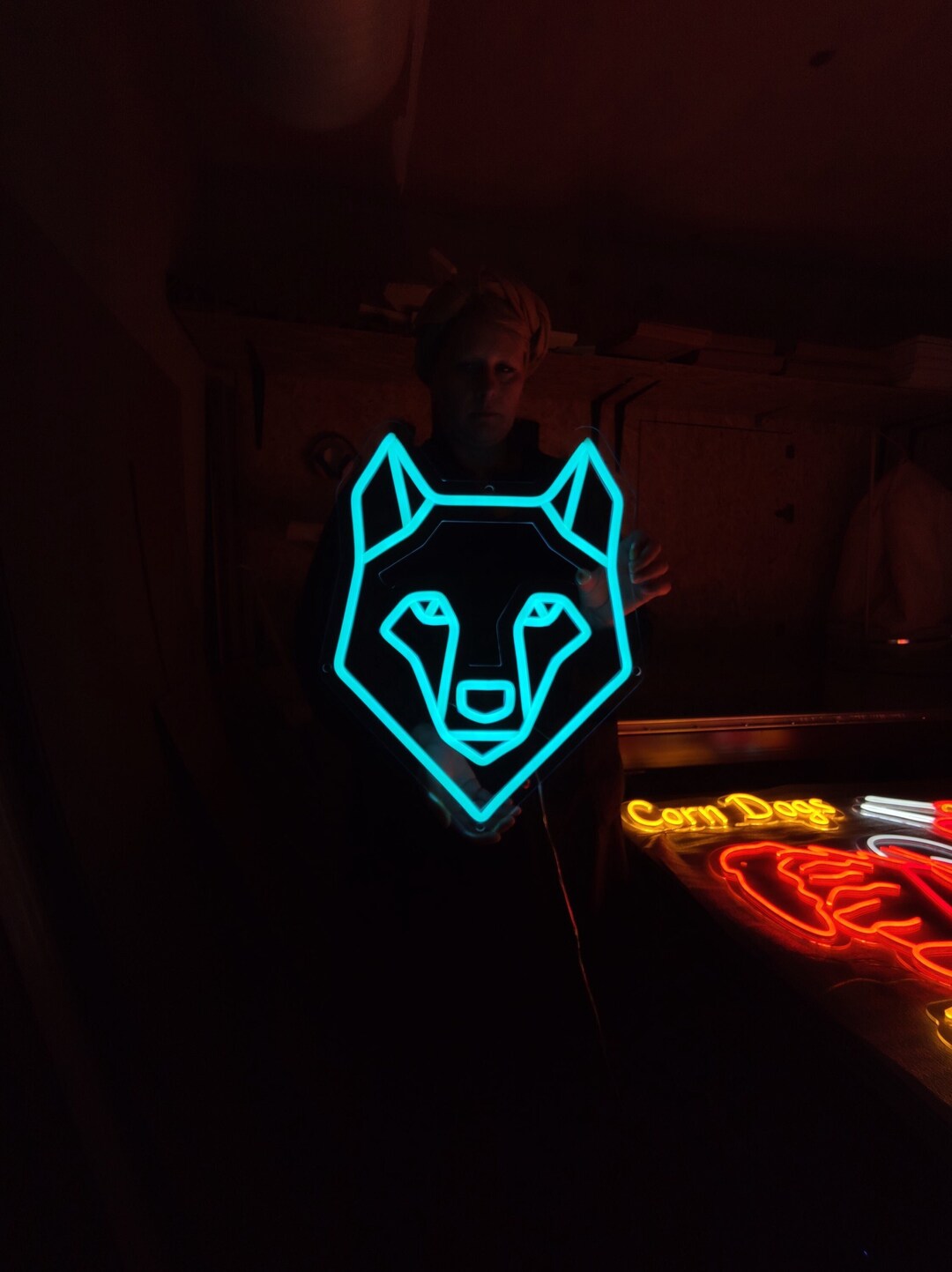 Wolf Neon Sign, Wolf Head Lights, Wild Animal Led Sign, Geometric Wolf ...