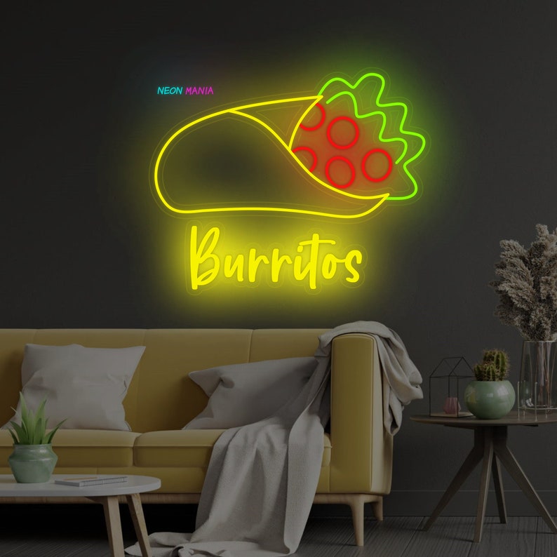 Burritos Neon Sign Shawarma Led Sign Pita Led Light Custom - Etsy