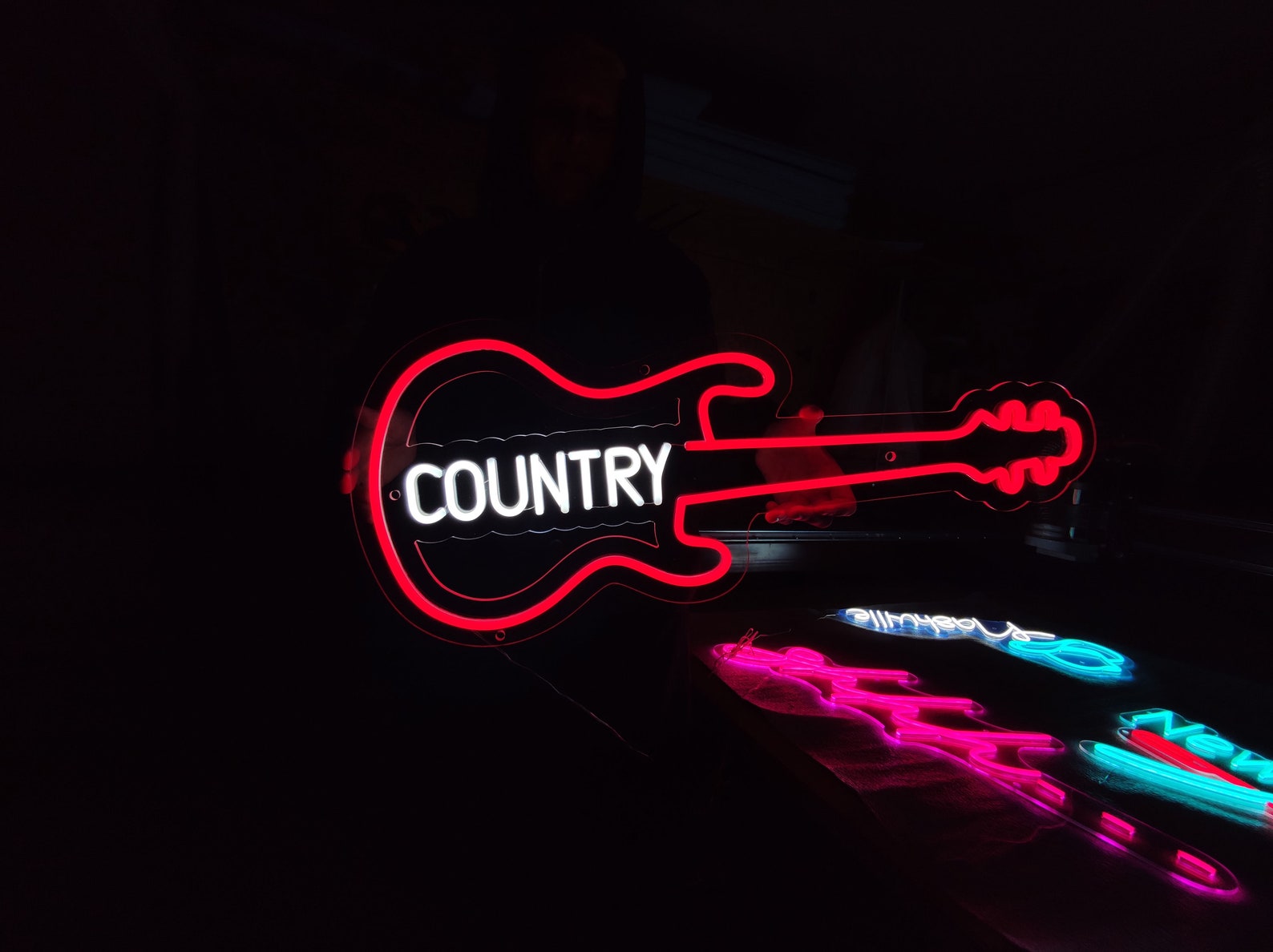 Country Neon Sign, the Guitar Led Sign, Western Decor Sign, Custom Bar ...