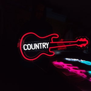 Country Neon Sign, the Guitar Led Sign, Western Decor Sign, Custom Bar ...