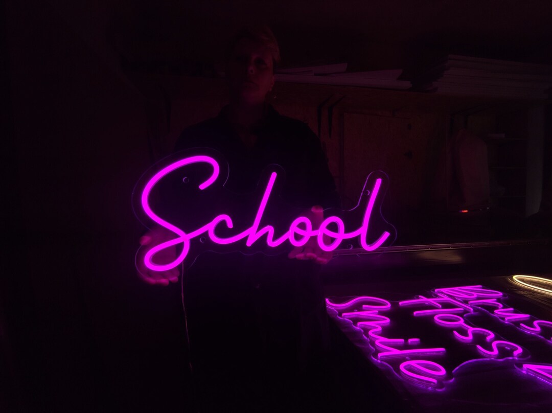 School Neon Sign, Custom Inscription School Decor Light Sign, Gift for ...