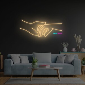 Hands Neon Sign, Holding Hands Neon Light, Touching Hands Led Light ...