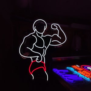 Athlete Neon Sign Sportsman Neon Light Man With Muscles Led - Etsy