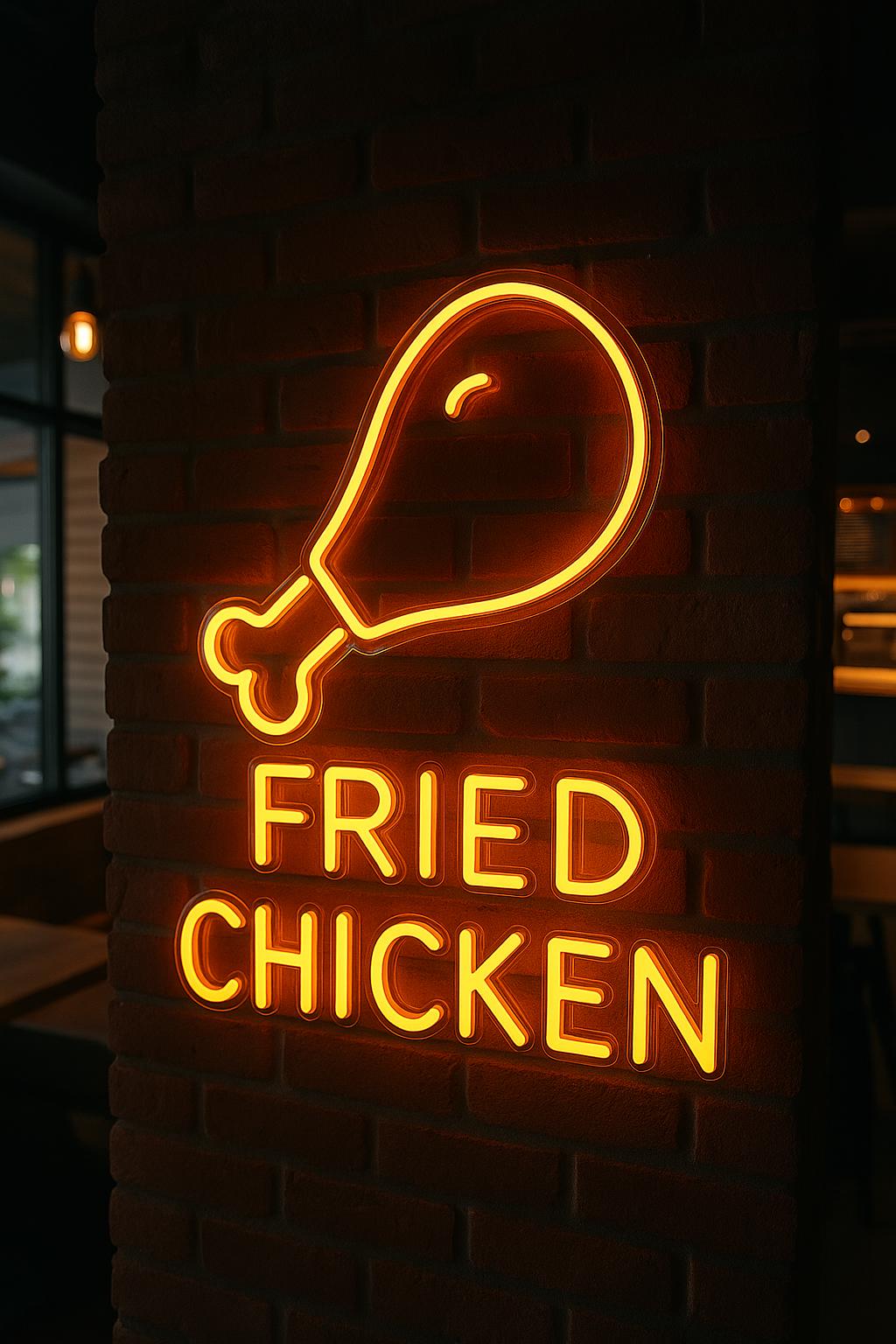 Fried Chicken Neon Sign. LED Restaurant Decor. Chicken Wings, Chicken ...
