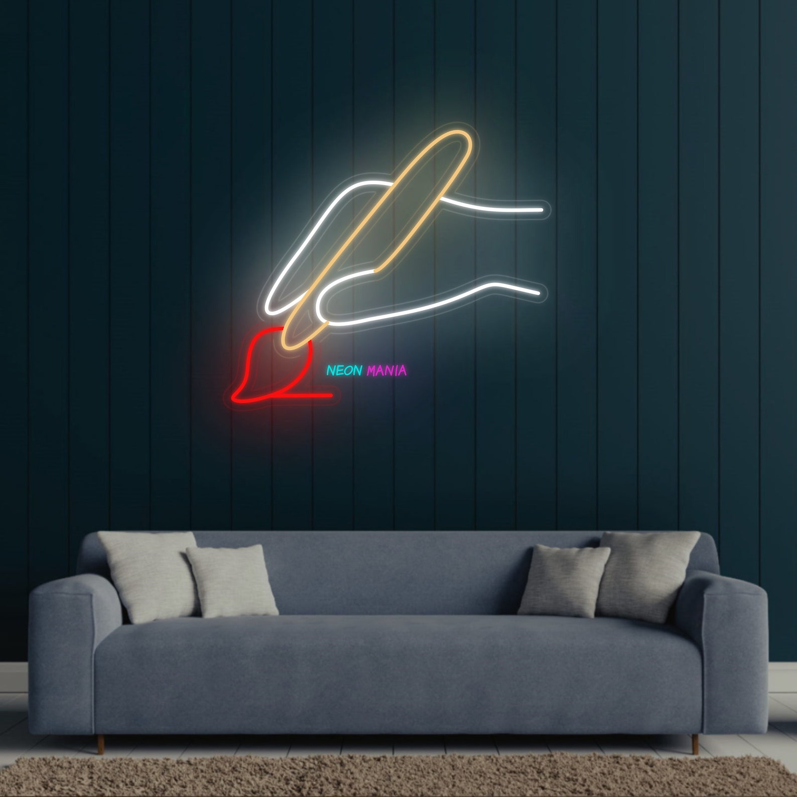 Paint Brush Neon Sign Paint Brush in Hand Led Light Art - Etsy