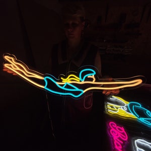 Swimming Woman Neon Sign, Swimmer Led Neon, Swimming Pool Led Light ...
