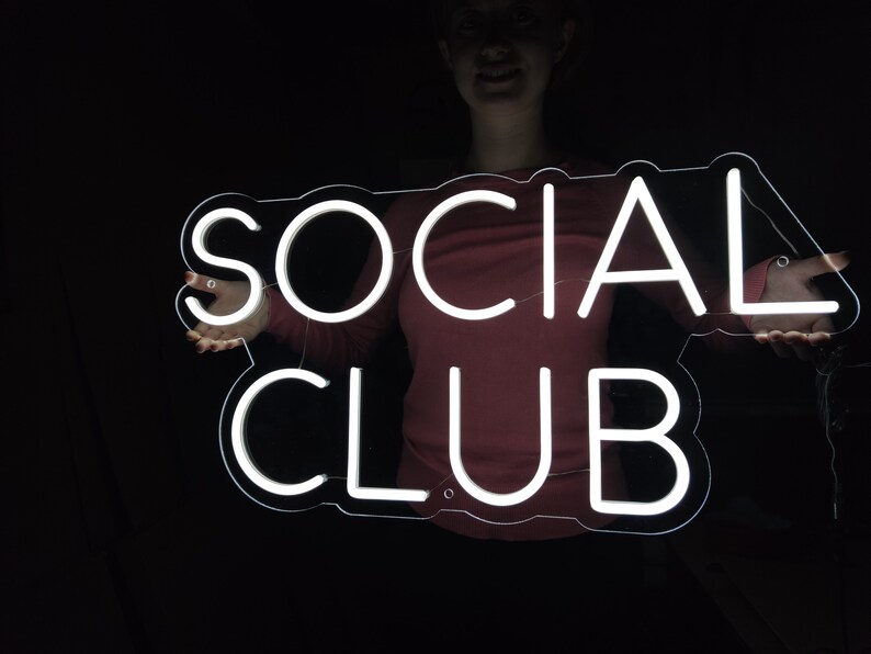 Social Club Neon Sign Club Led Light Sign Custom Led Sign - Etsy
