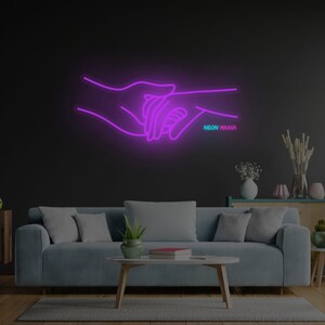 Hands Neon Sign, Holding Hands Neon Light, Touching Hands Led Light ...