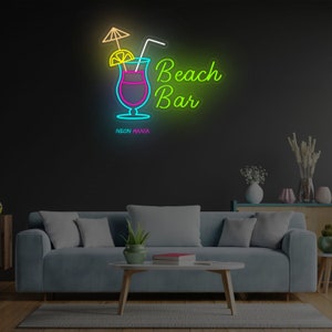 Beach Bar Neon Sign: Light up Your Bar. Cocktail Light Sign - Etsy