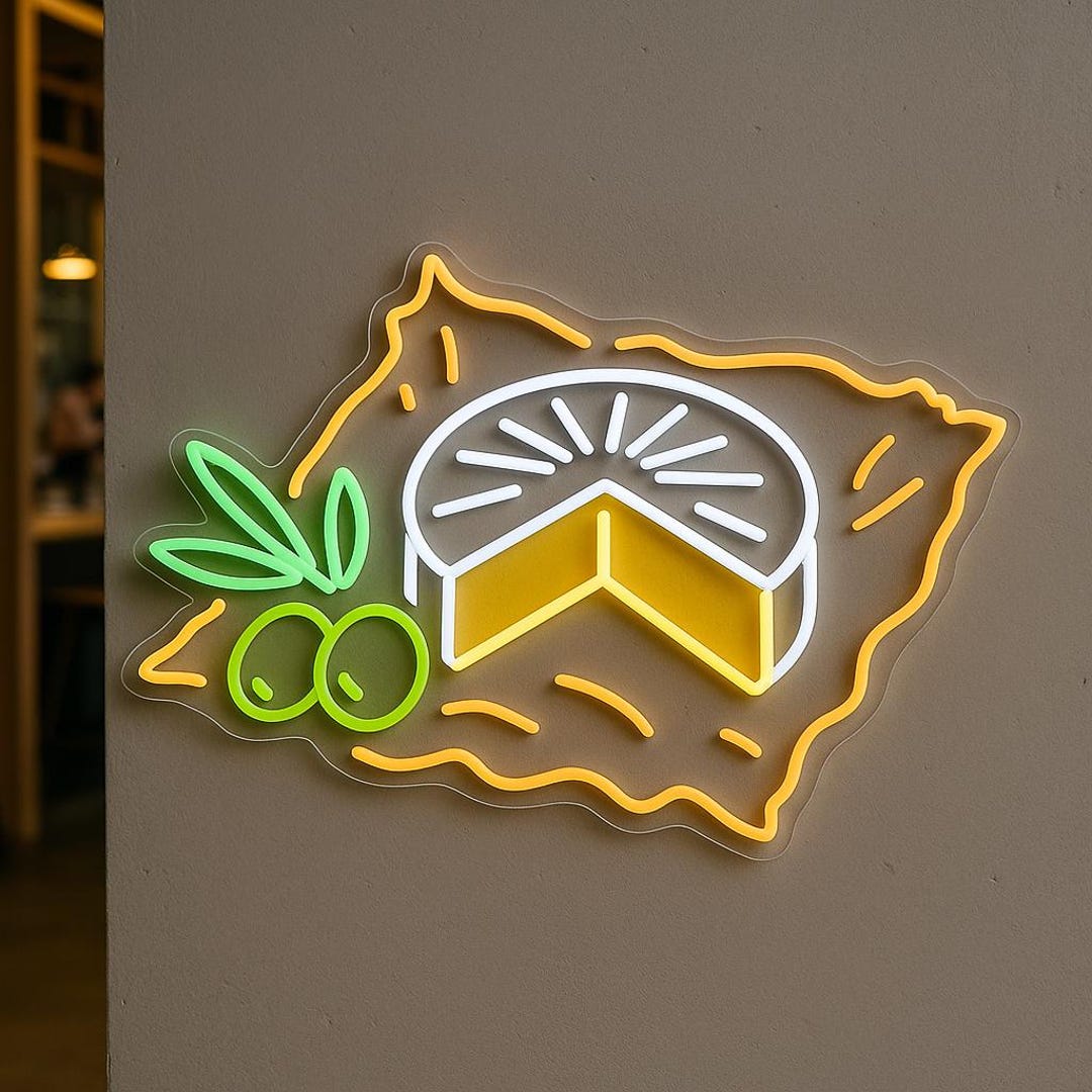 Camembert Cheese Neon Sign: Light up Your Cheese Shop. Cheese Light ...