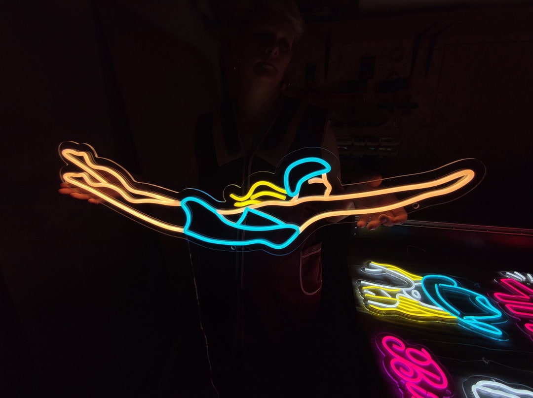 Swimming Woman Neon Sign, Swimmer Led Neon, Swimming Pool Led Light ...