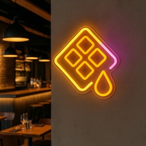 Waffles Neon Sign: Light up Your Cafe. Belgian Waffles Led Sign. Custom ...