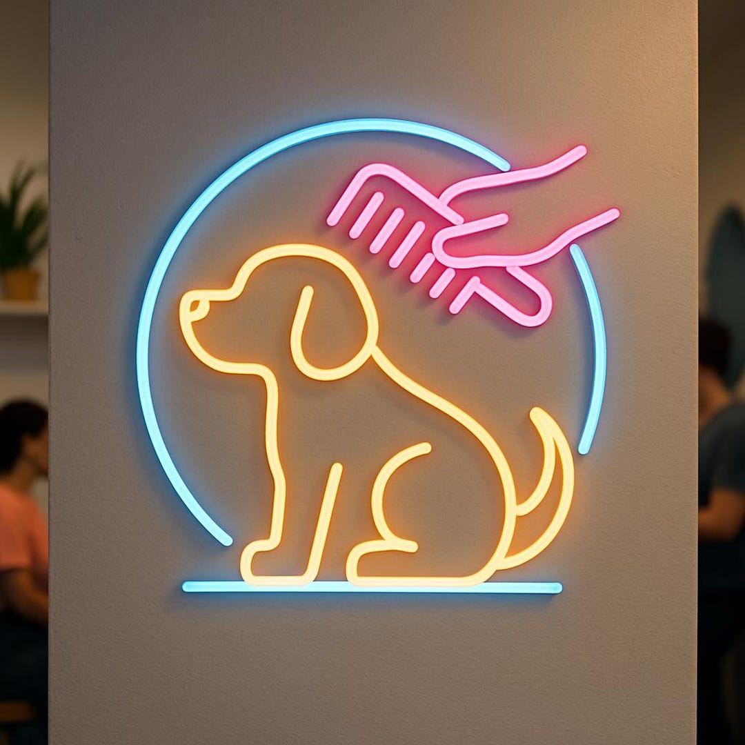 Pet Grooming Neon Sign. Grooming Salons Light. Veterinary Clinics Led ...